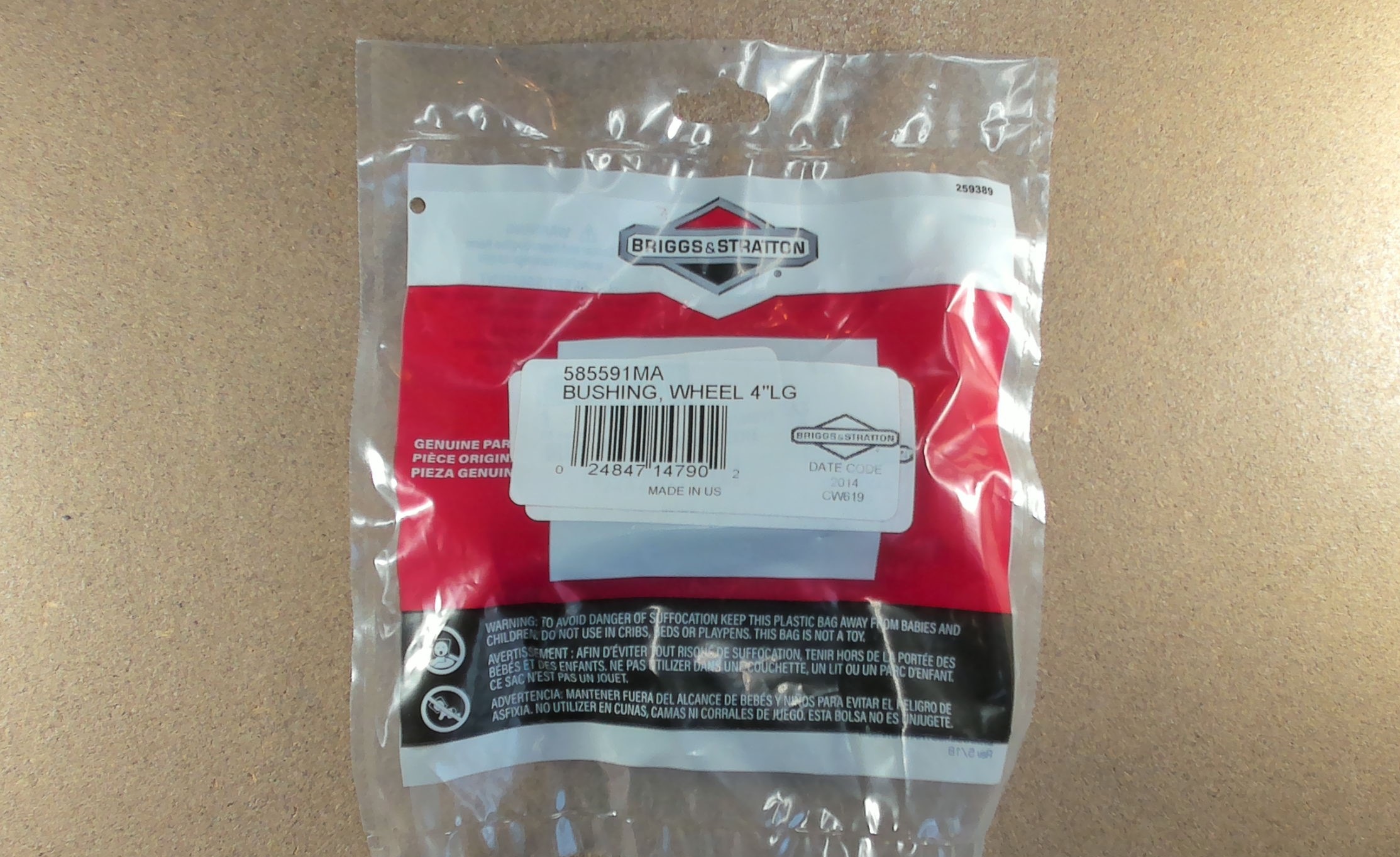 585591MA Briggs & Stratton Wheel 4″ LG Bushing - Finney's Part Depot